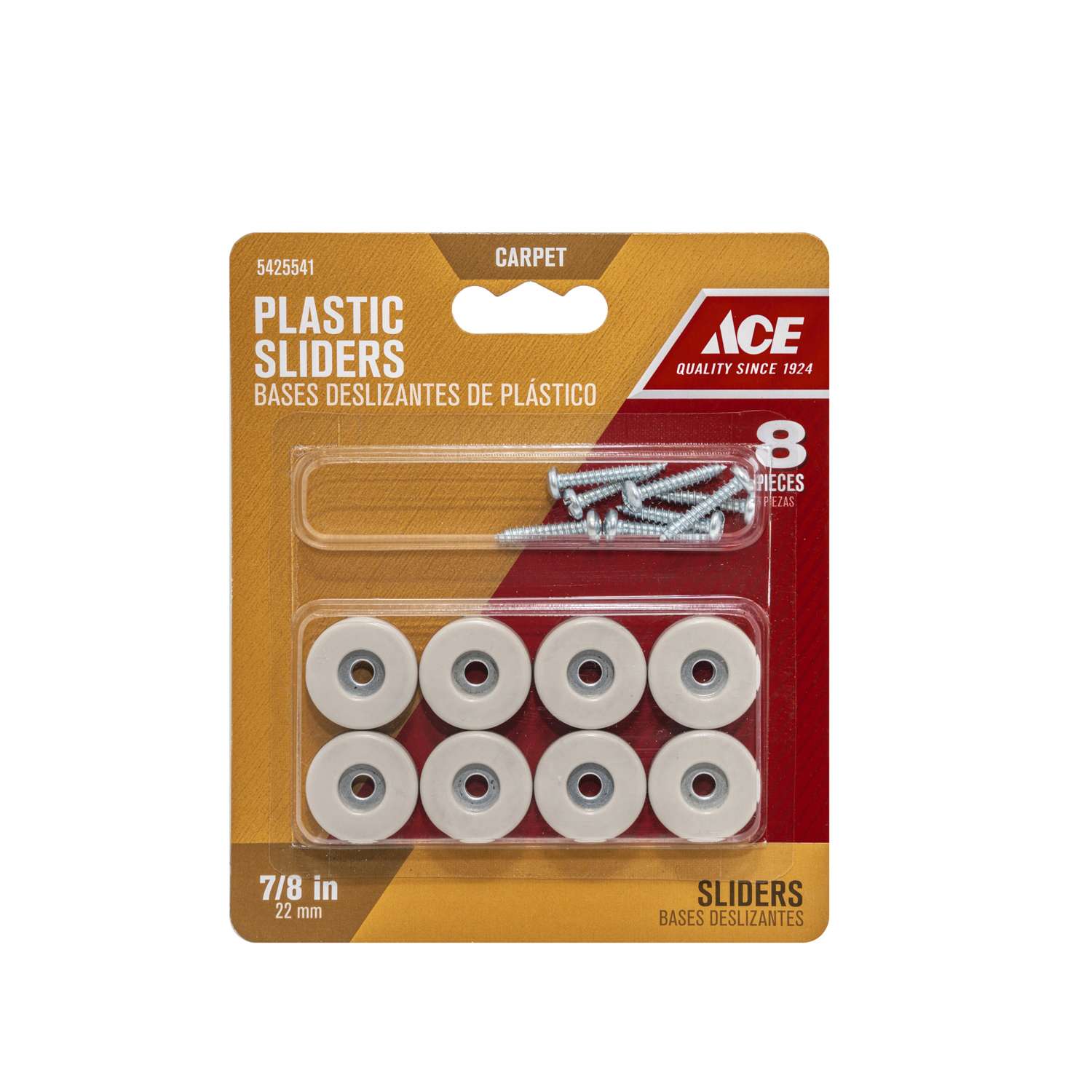Ace White 7/8 in. Screw-On Plastic Sliders 8 pk - Ace Hardware