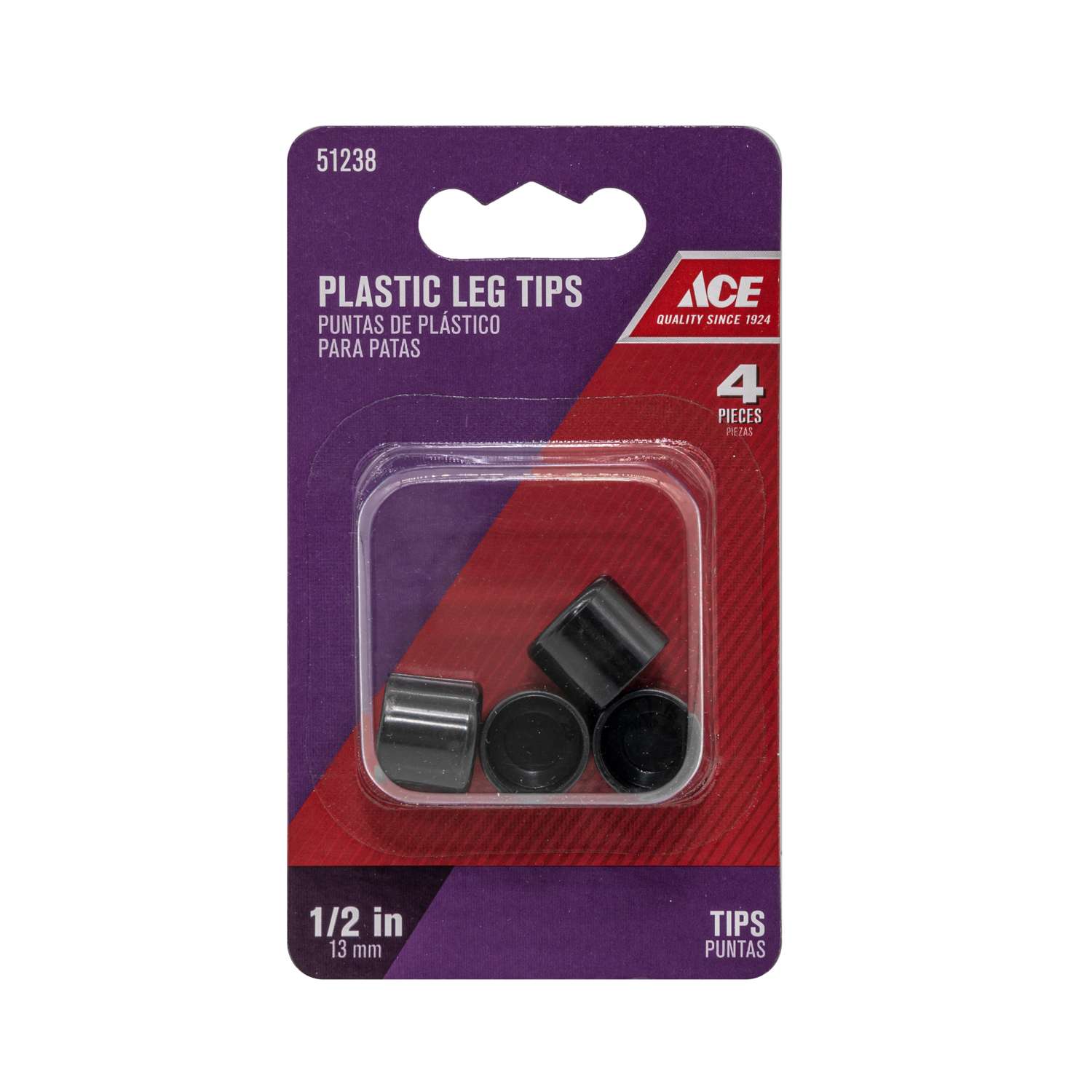 Ace Plastic Leg Tip Black Round 1/2 in. W 4 pk - Ace Hardware