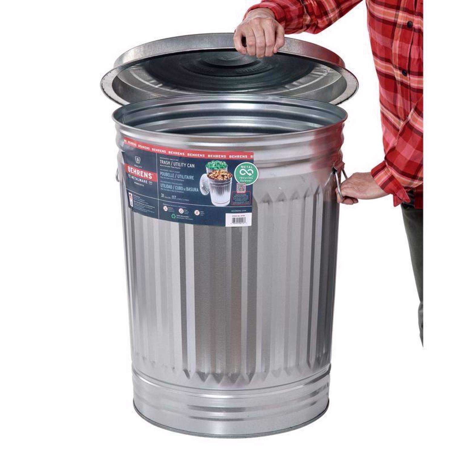 Metal garbage can with lid store
