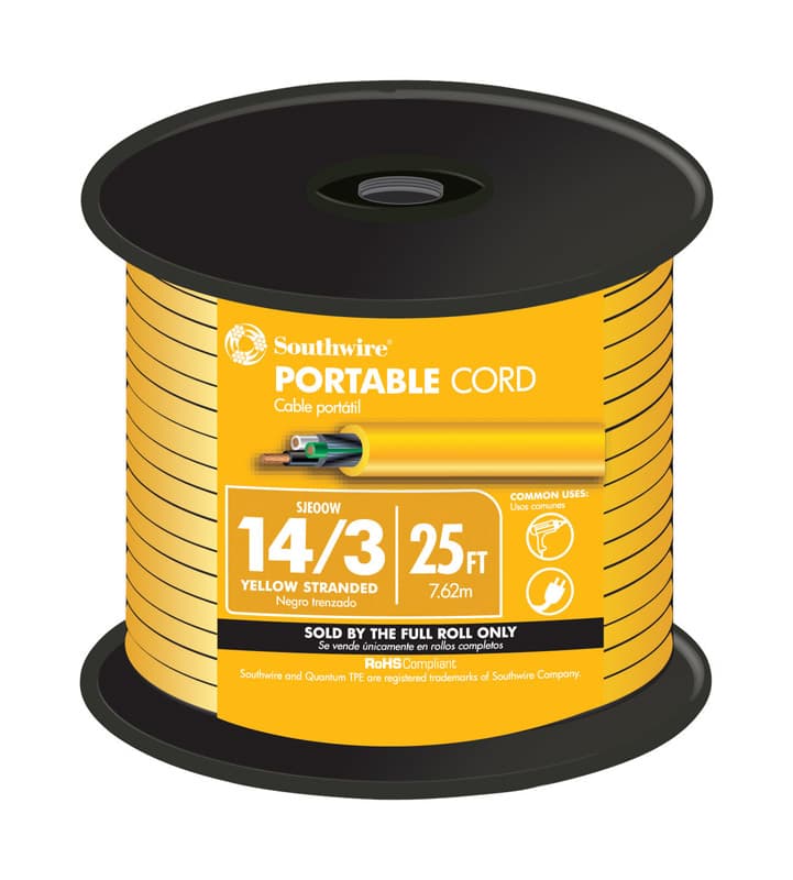 Southwire 25 ft. 14/3 Stranded Copper SJEOOW Cord - Ace Hardware