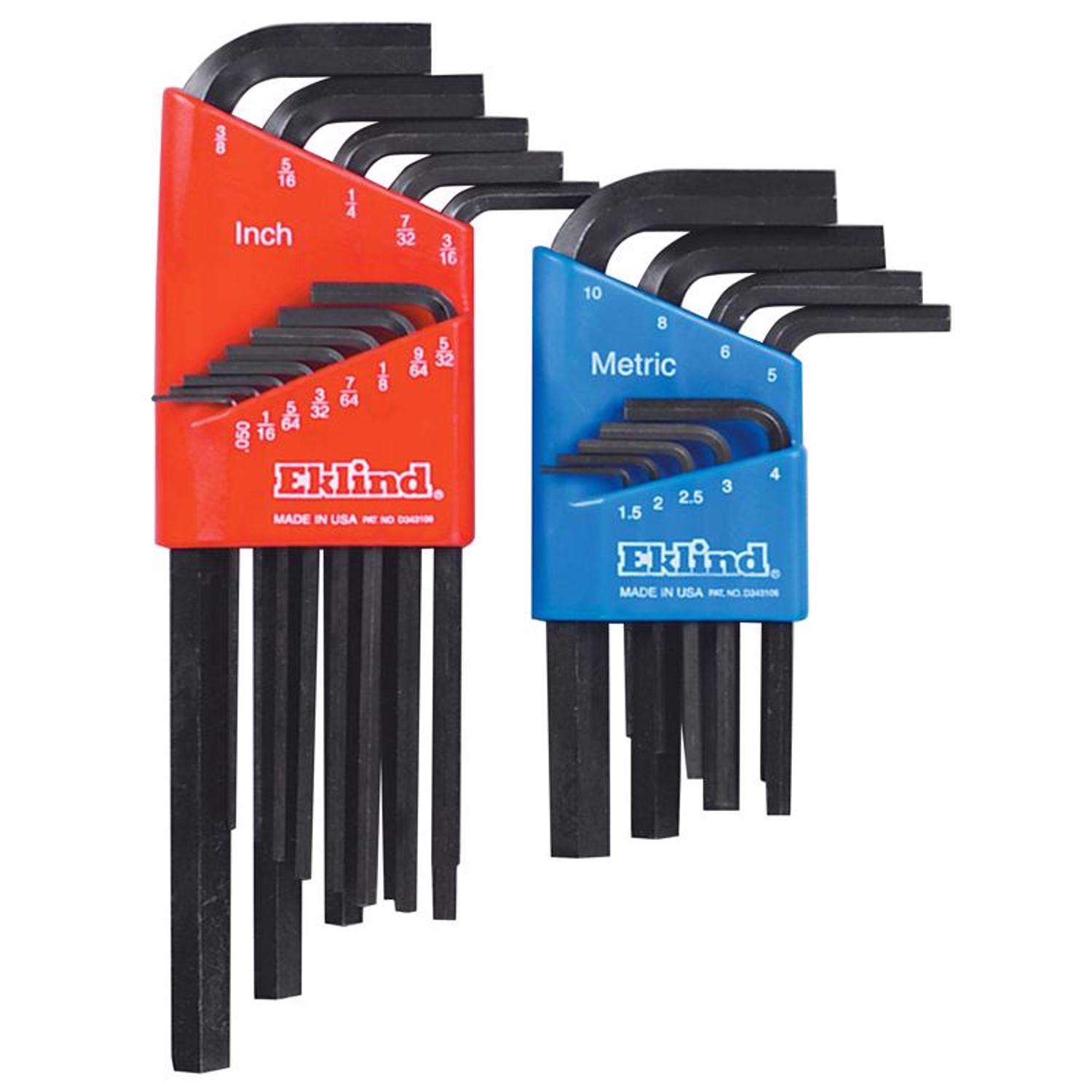 Eklind Hex-L Metric and SAE Long and Short Arm Hex L-Key Set 22 pc ...
