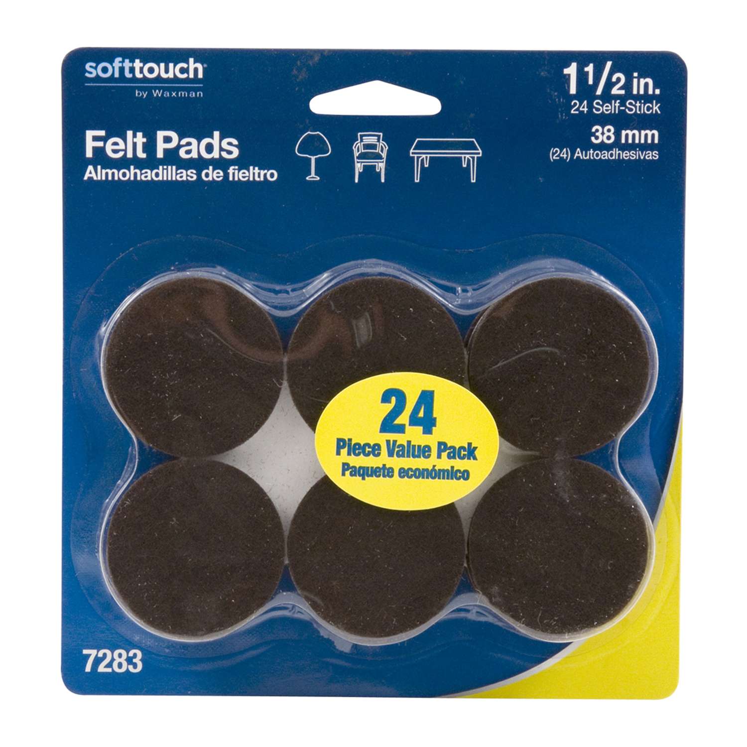Softtouch Felt Self Adhesive Protective Pad Brown Round 1.5 in. W X 1.5 ...