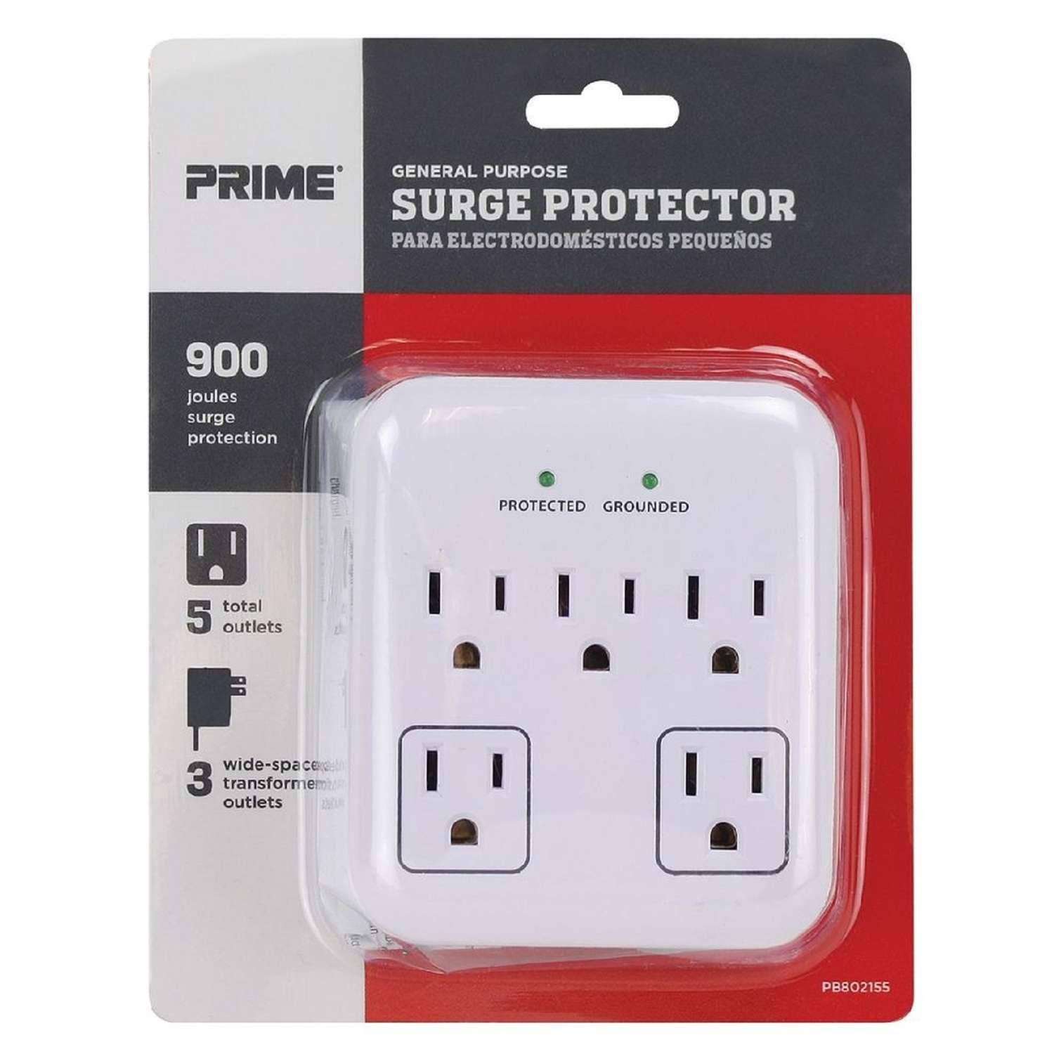 Prime 5 outlets Surge Tap White 900 J - Ace Hardware