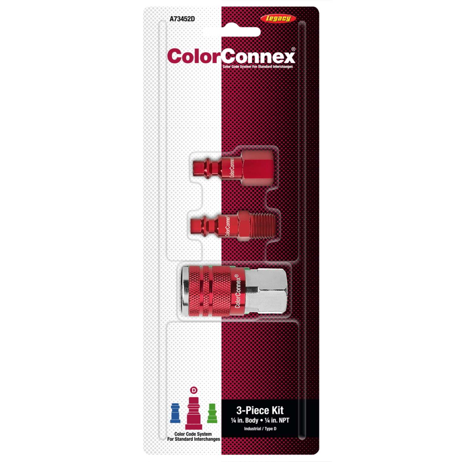 Legacy ColorConnex Aluminum/Steel Air Coupler and Plug Set 1/4 in. 3 pc ...