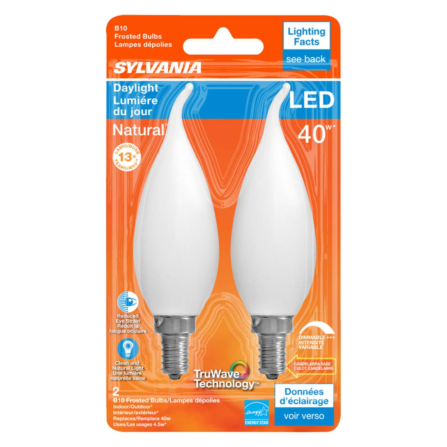 Sylvania Natural B10 E12 (Candelabra) LED Bulb Daylight 40 Watt ...