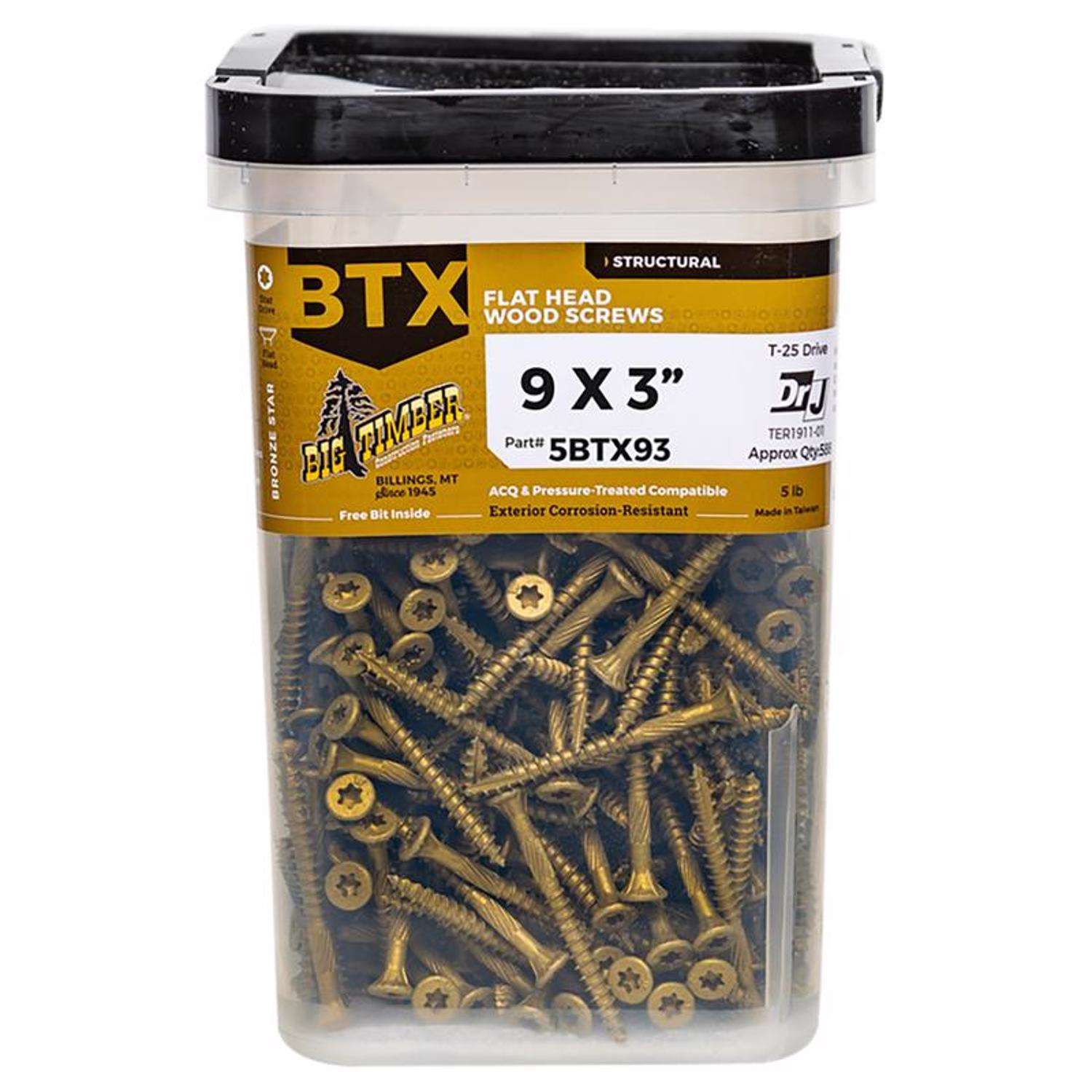 Big Timber No. 9 X 3 in. L Star Bronze Wood Screws 5 lb 395 pk - Ace ...