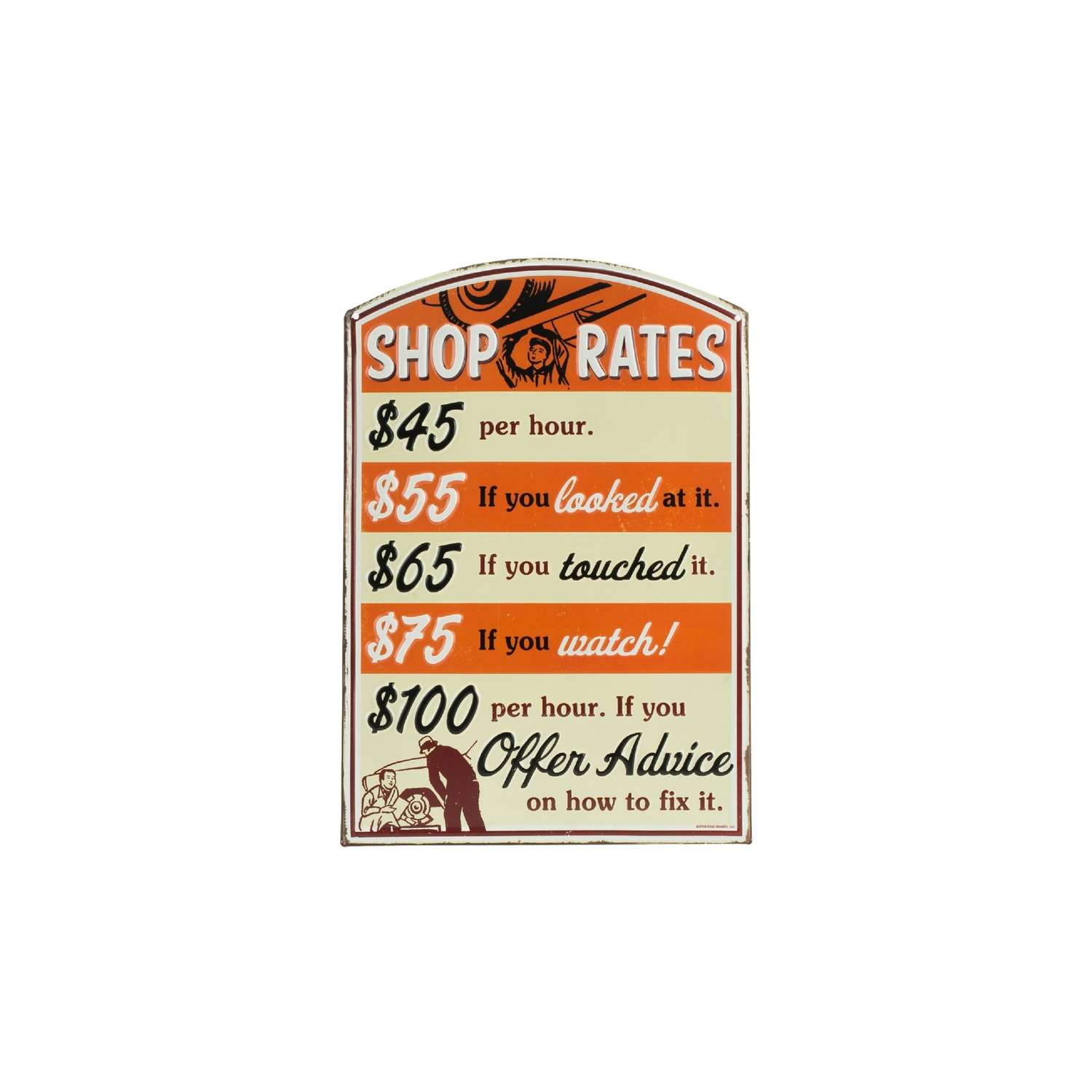 Open Road Brands Shop Rates Sign Tin 1 pk - Ace Hardware