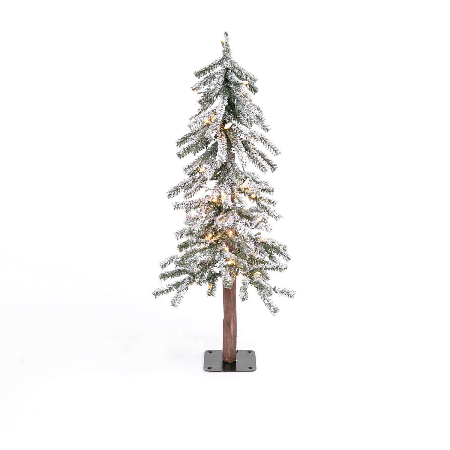 Gerson 3 ft. Slim Incandescent 50 ct Flocked Alpine Christmas Tree ...