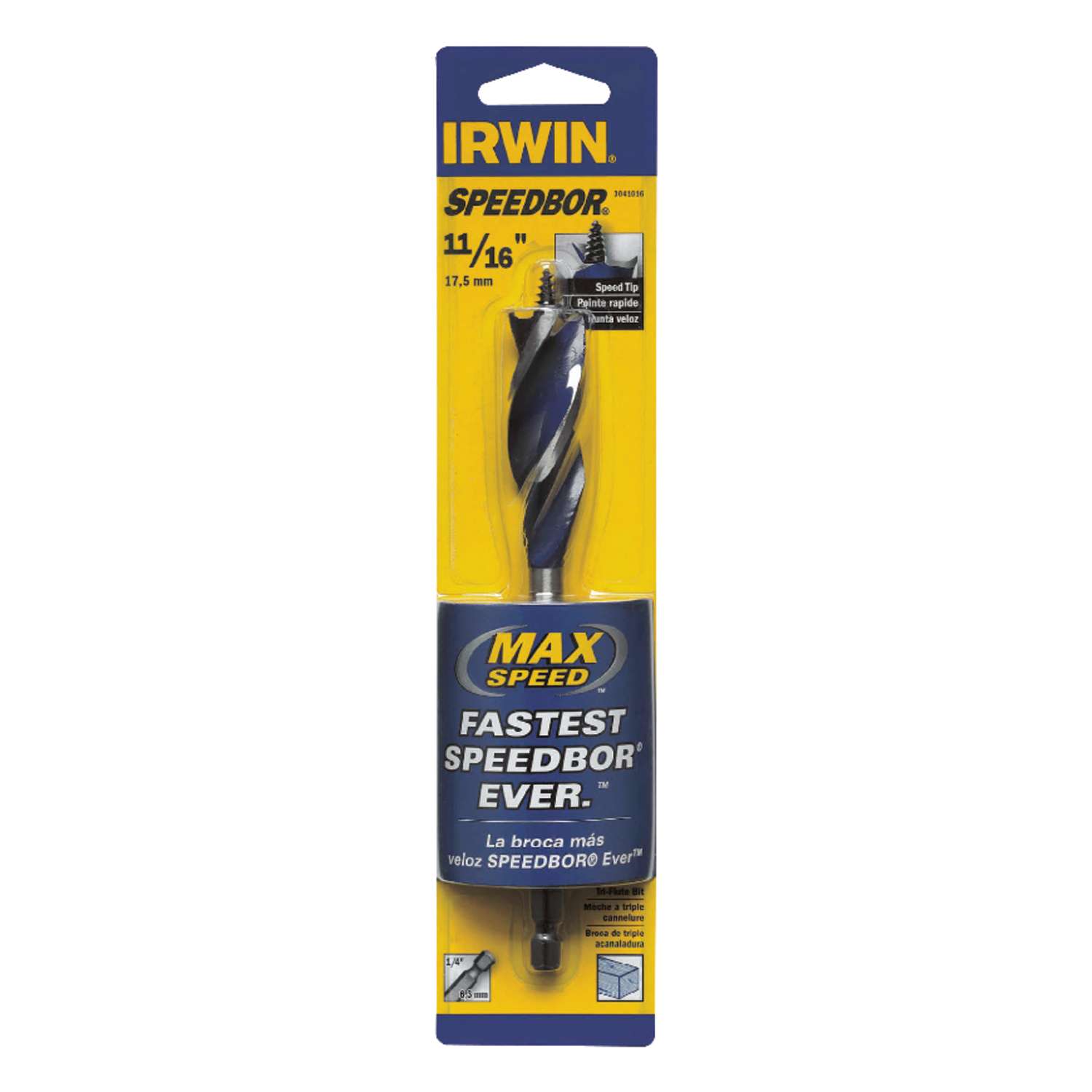 Irwin Speedbor 11/16 in. X 6 in. L Carbon Steel Wood Boring Bit Quick ...