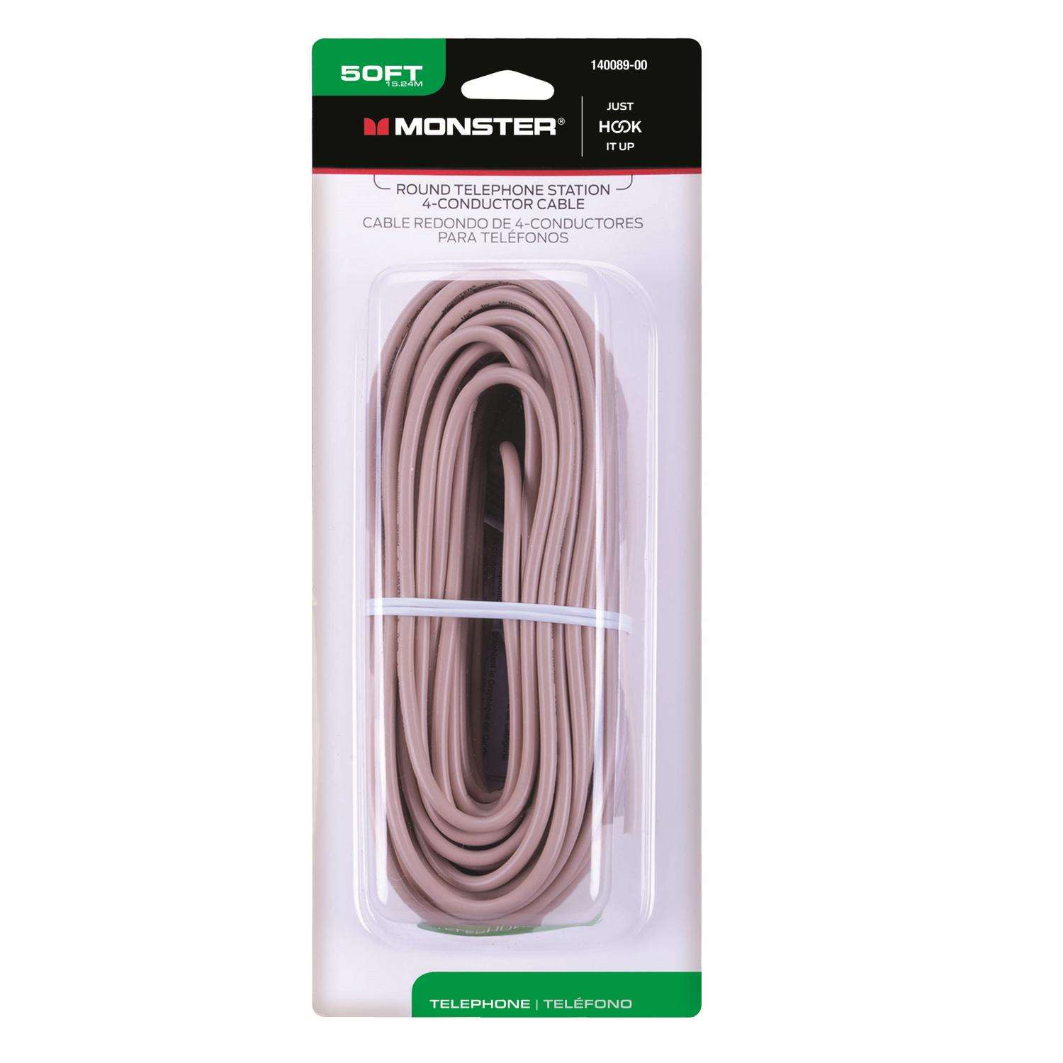 Monster Just Hook It Up 50 ft. L Beige Telephone Station Wire - Ace ...