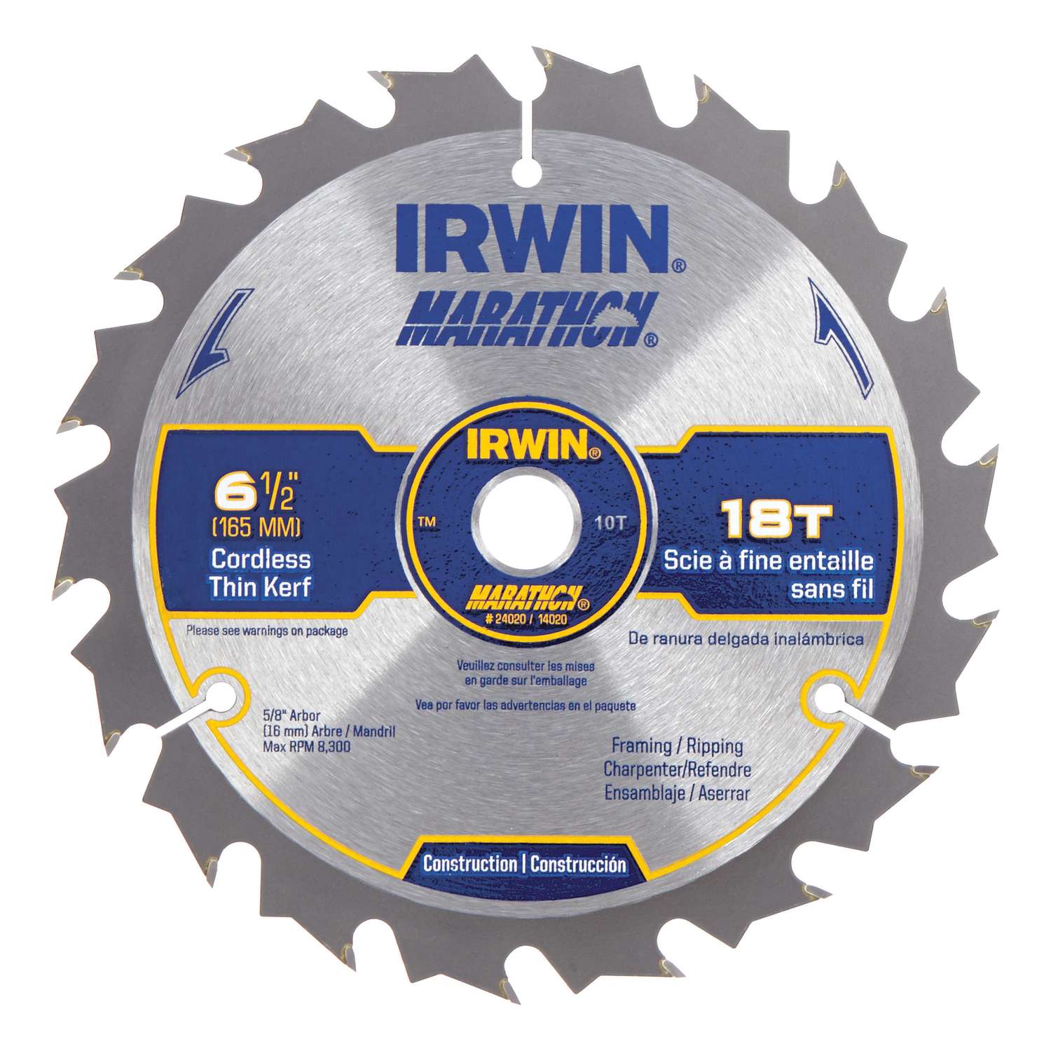 Irwin Marathon 6-1/2 in. Dia. x 5/8 in. Classic Carbide Circular Saw ...
