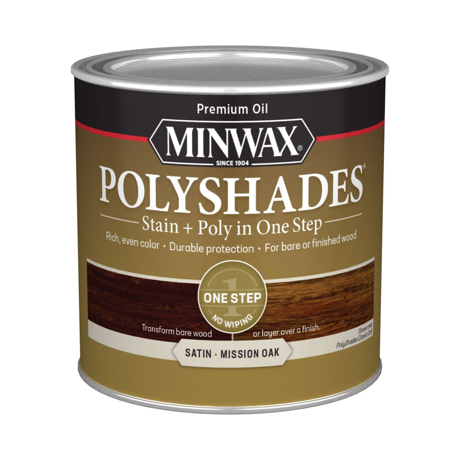 Minwax PolyShades Semi-Transparent Satin Mission Oak Oil-Based Stain and Polyurethane Finish ...