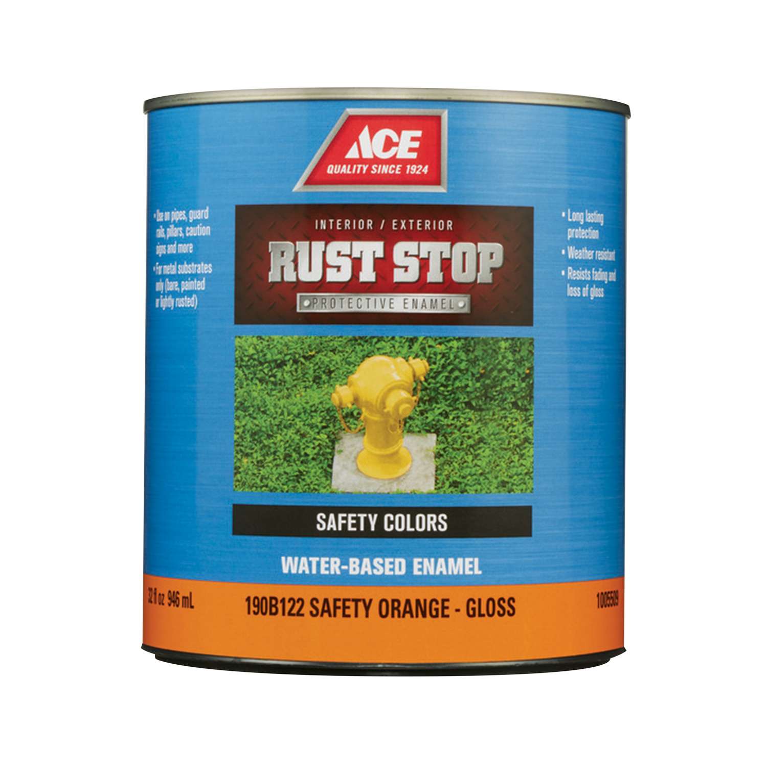 Ace Rust Stop Indoor / Outdoor Gloss Safety Orange Acrylic Enamel Rust ...