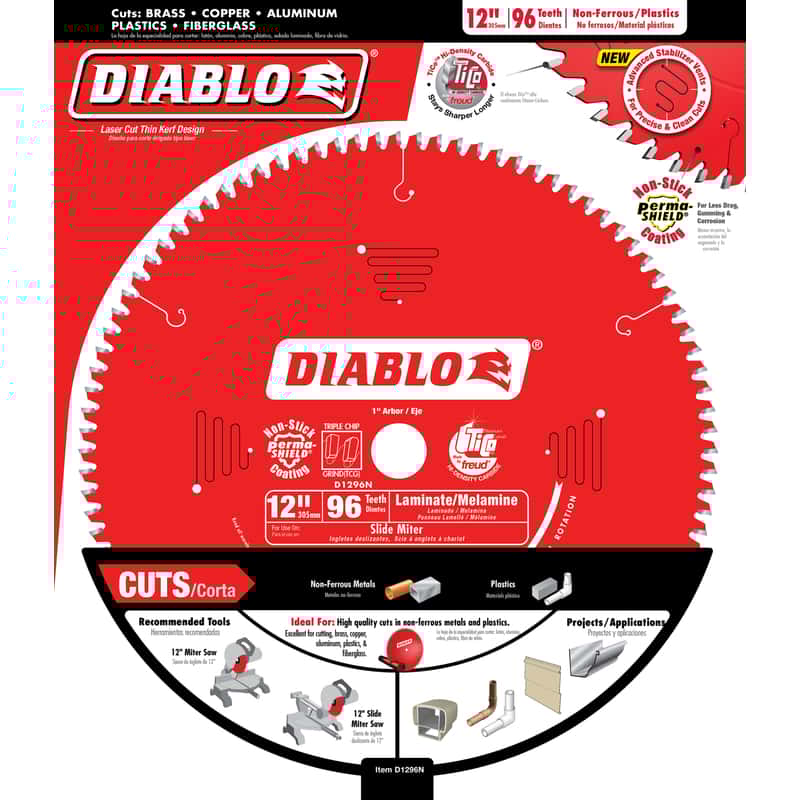 Diablo 12 in. Dia. x 1 in. Carbide Tip Circular Saw Blade 96 teeth 1 pk ...