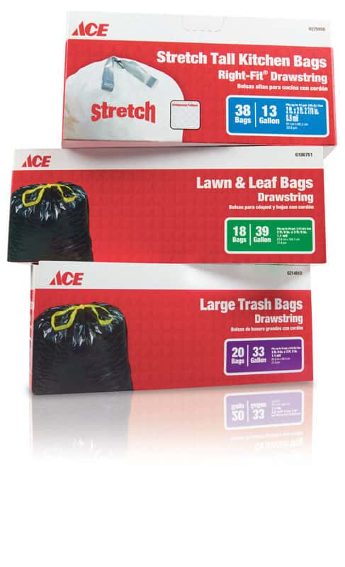 Ace 39 gal. Lawn and Leaf Bags Drawstring 18 pk - Ace Hardware