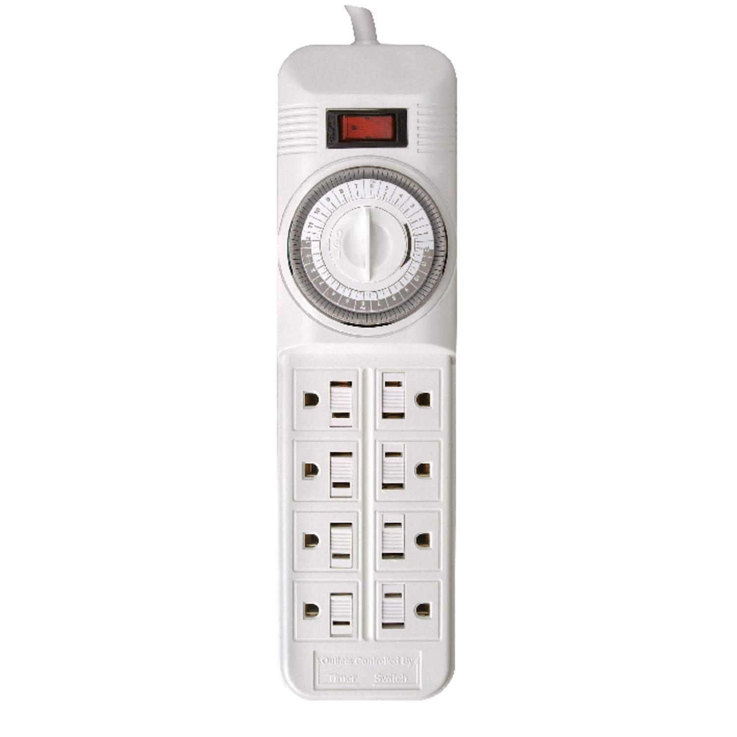 Woods Indoor 8 Outlet Timer Power Strip 125 V White Mfr# 22575WD - Ace ...