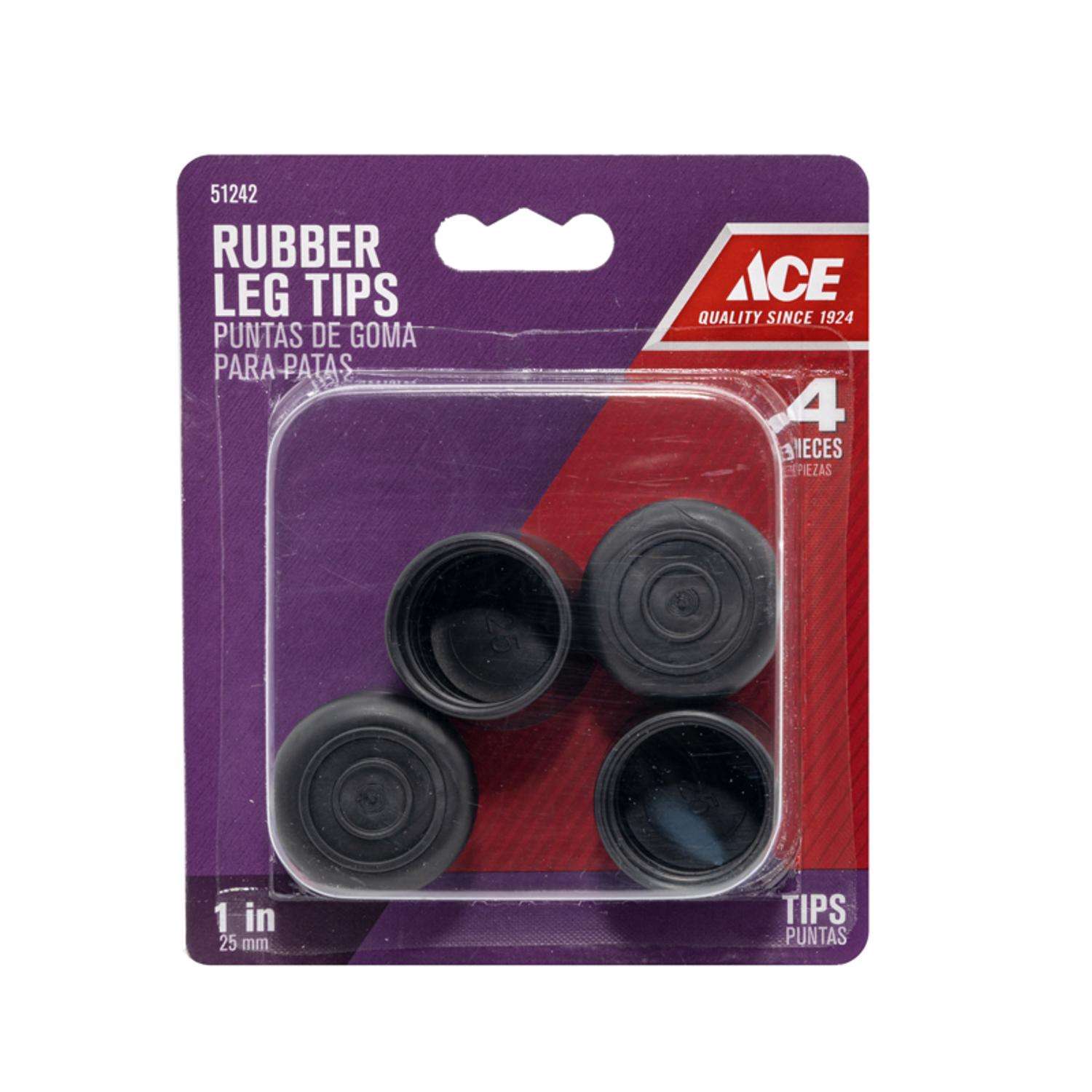 Ace Rubber Leg Tip Black Round 1 in. W 4 pk - Ace Hardware