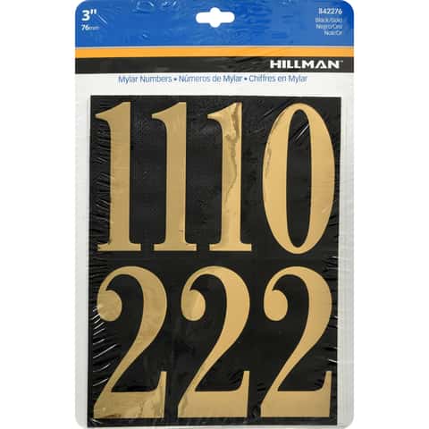 Hillman 3 in. Reflective Gold Vinyl Self-Adhesive Number Set 0-9 26 pc ...