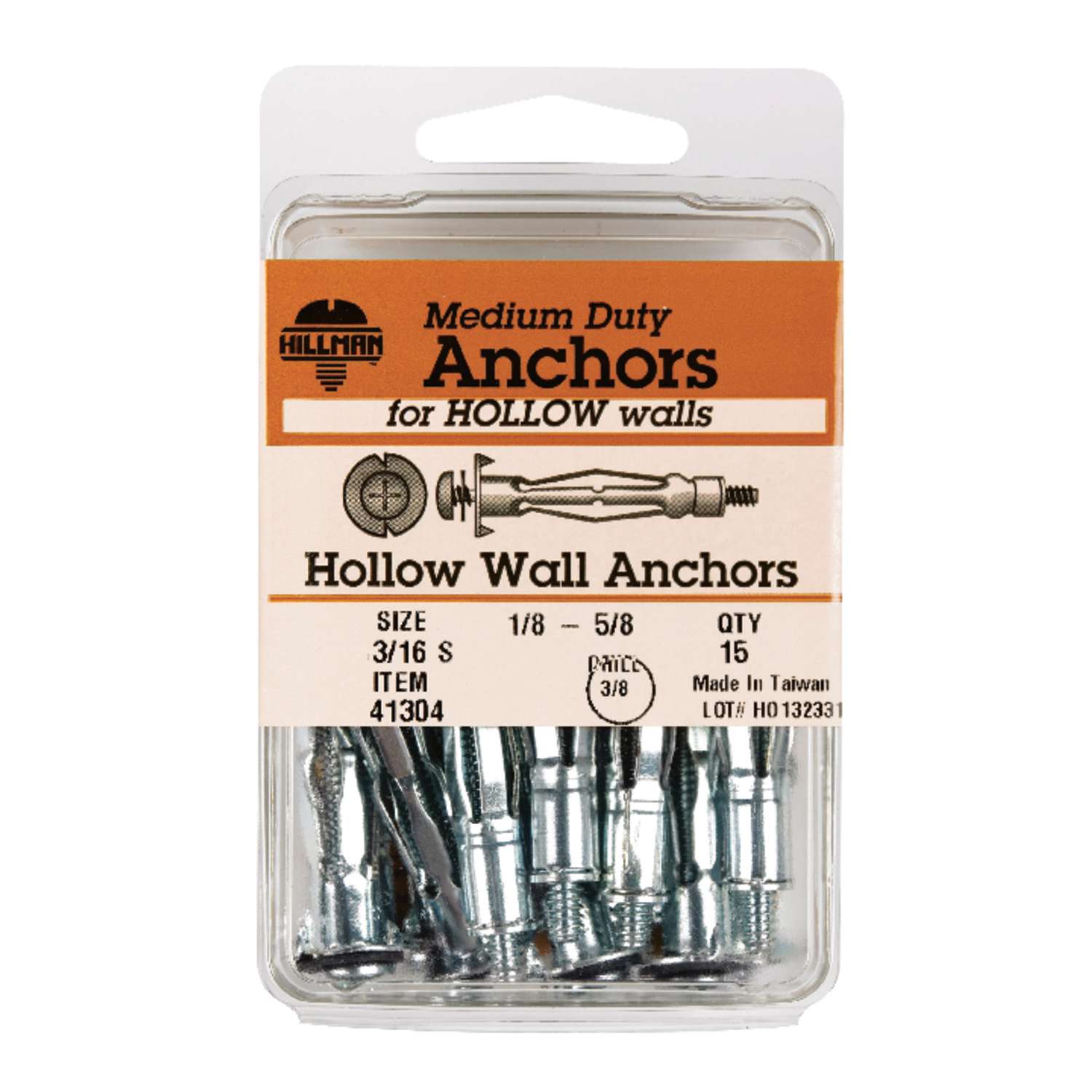 HILLMAN 3/16 in. D X 3/16 Short in. L Metal Pan Head Hollow Wall ...