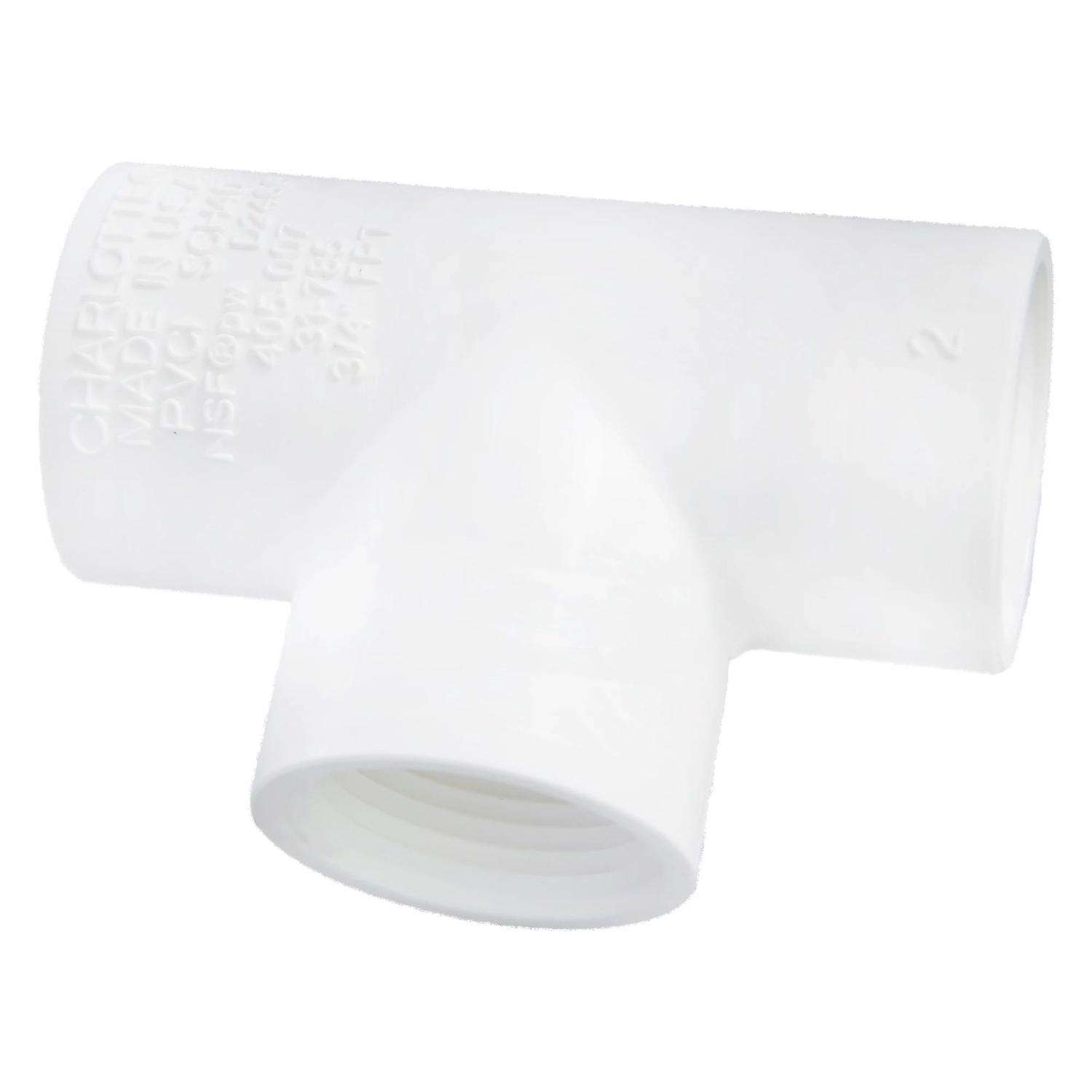 Charlotte Pipe Schedule 40 1/2 in. FPT X 1/2 in. D FPT PVC Threaded Tee ...