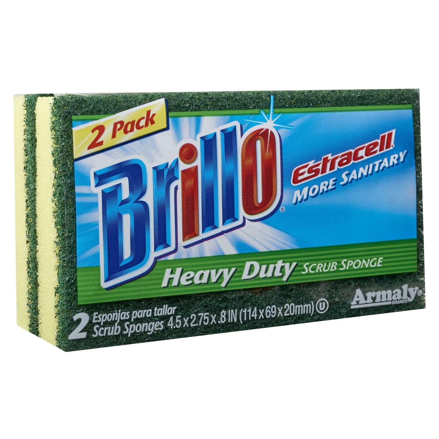 Brillo Estracell Heavy Duty Scrubber Sponge For All Purpose 4.5 in. L 2 ...