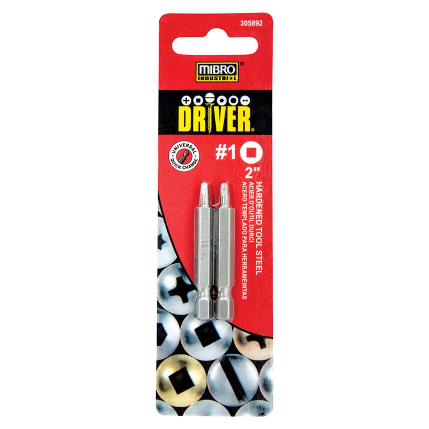 Mibro Square Recess #1 X 2 in. L Screwdriver Bit S2 Tool Steel 2 pc ...