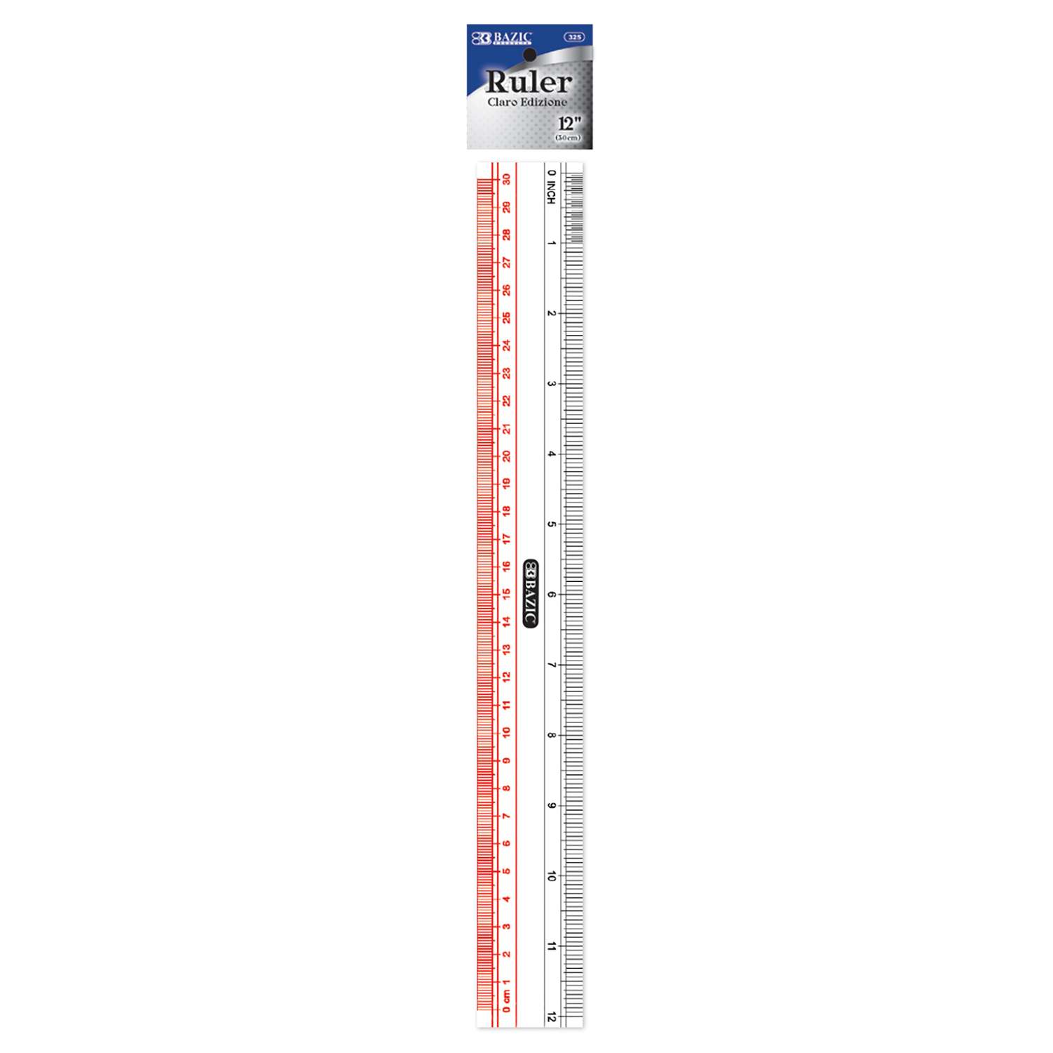 Bazic Products 12 in. L X 0.06 in. W Plastic Ruler Metric and SAE - Ace ...