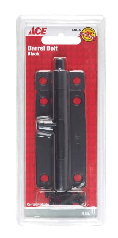 Ace 4 in. L Black Steel Barrel Bolt 1 pk - Ace Hardware