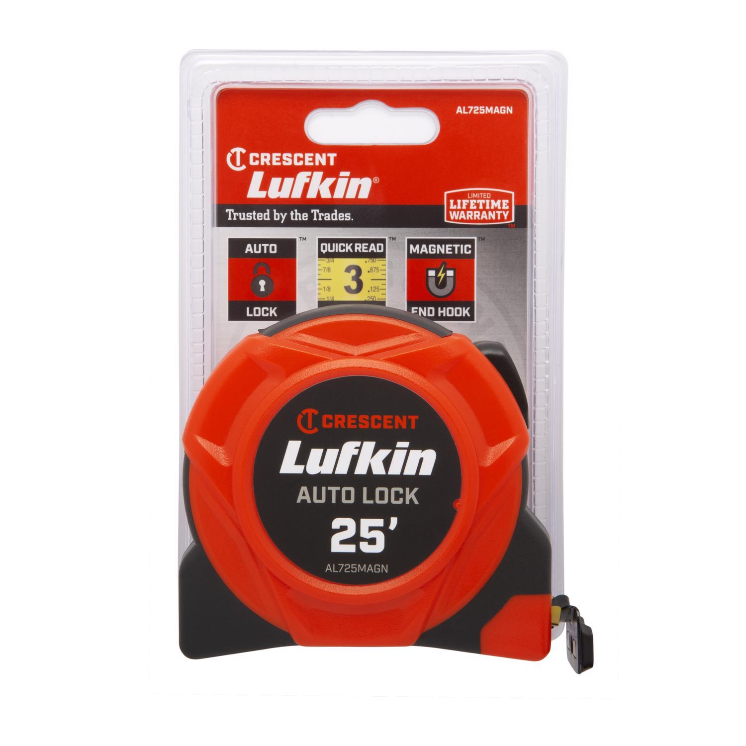 Crescent Lufkin 25 ft. L X 1 in. W Hi-Viz Magnetic Tape Measure 1 pk ...