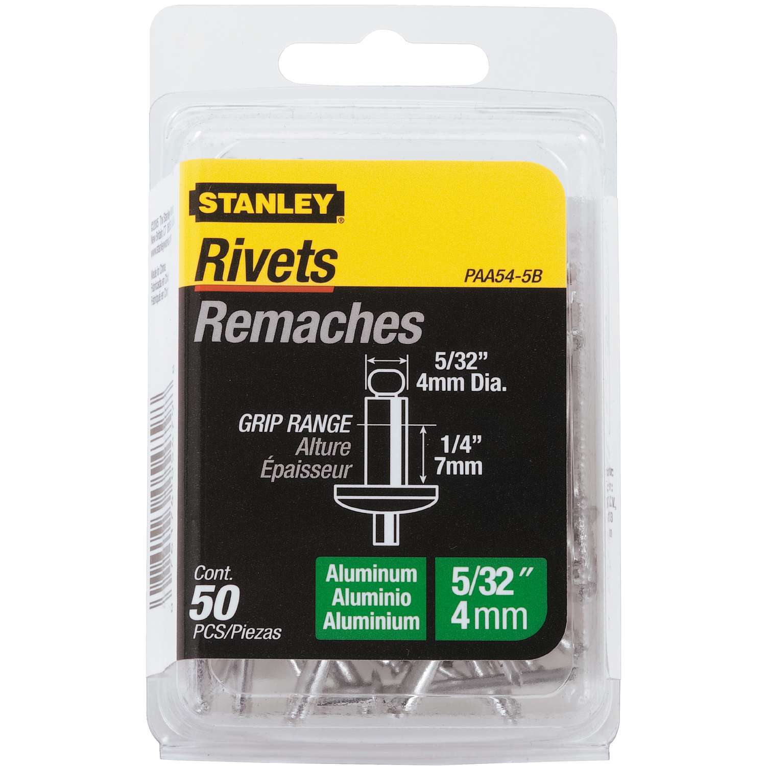 Stanley 5/32 in. D X 1/4 in. Aluminum Blind Rivets Silver 50 pk - Ace ...