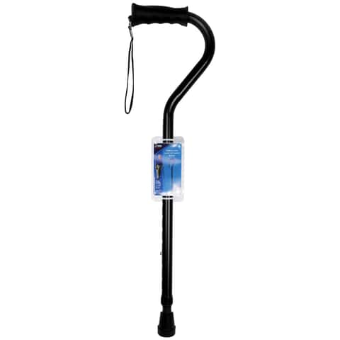 Carex Black Offset Walking Cane w/Strap Aluminum/Plastic 39.5 in. H X 6 ...