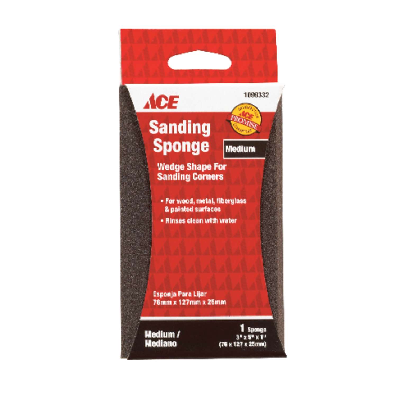 Ace 5 in. L X 3 in. W X 1 in. 80 Grit Medium Wedge Sanding Sponge - Ace ...