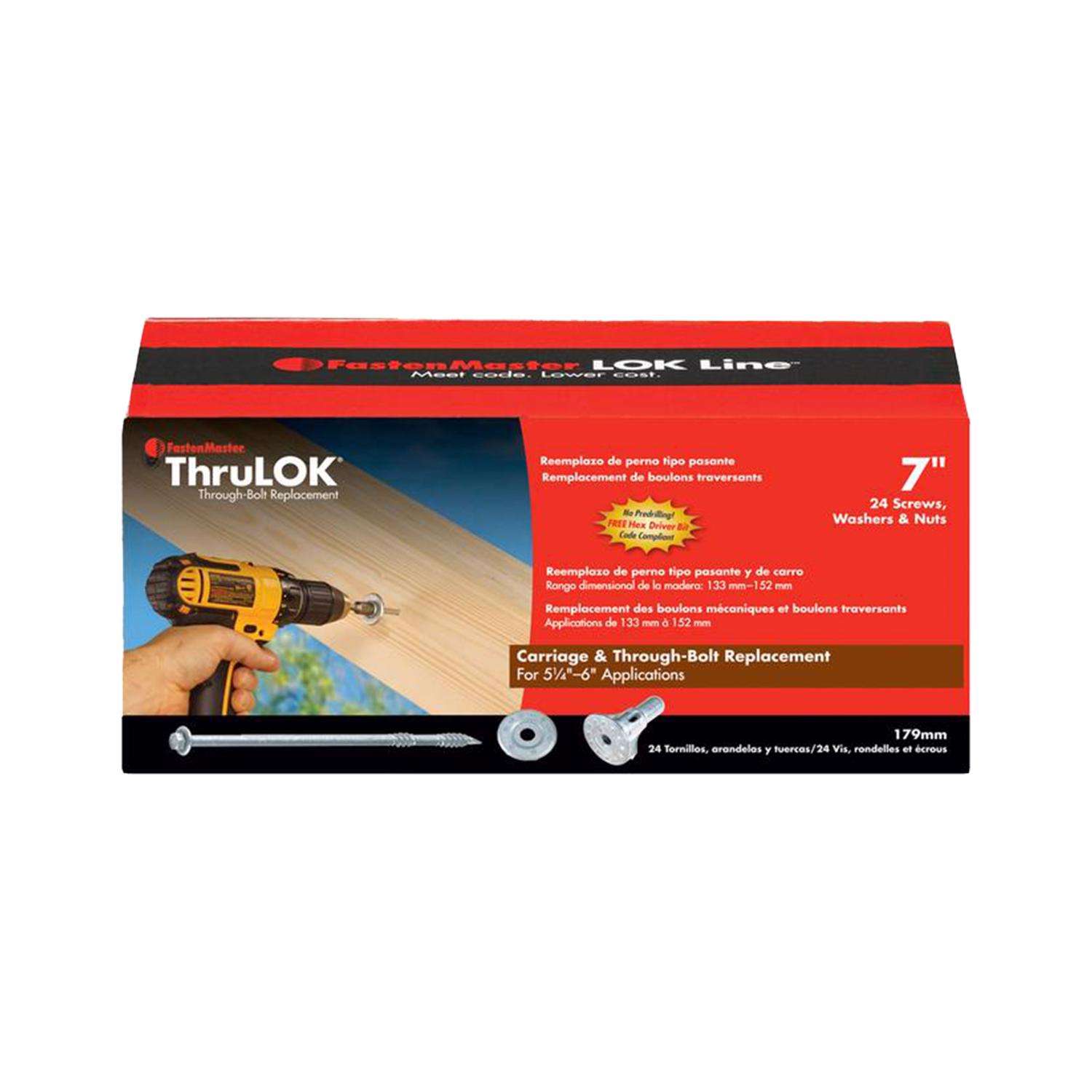 FastenMaster ThruLok No. 14 X 7 in. L Hex Galvanized Wood Screws 24 pk ...