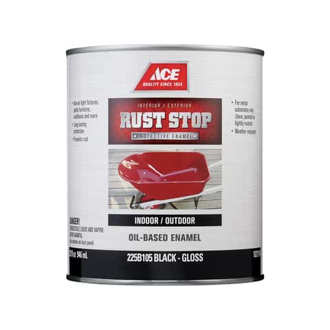 Ace Rust Stop Indoor and Outdoor Gloss Black Oil-Based Enamel Rust ...