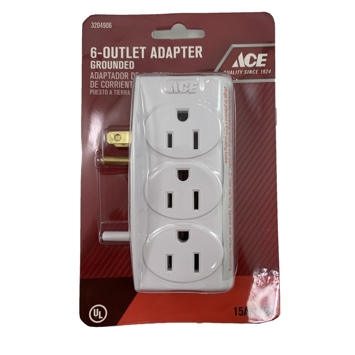 Ace Grounded 6 outlets Adapter 1 pk Mfr# FA-118/09 - Ace Hardware