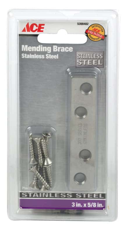 Ace 3 in. H X 0.625 in. W X 3 in. L Stainless Steel Mending Brace - Ace ...