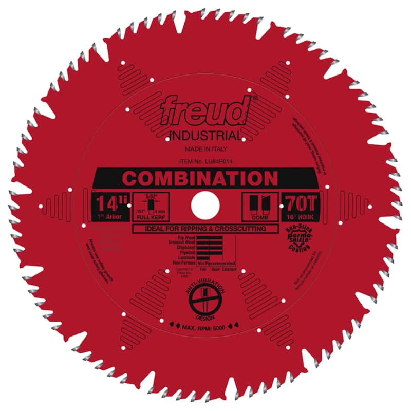 Freud 14 in. D X 1 in. LU84 Carbide Tip Combination Saw Blade 70 teeth ...