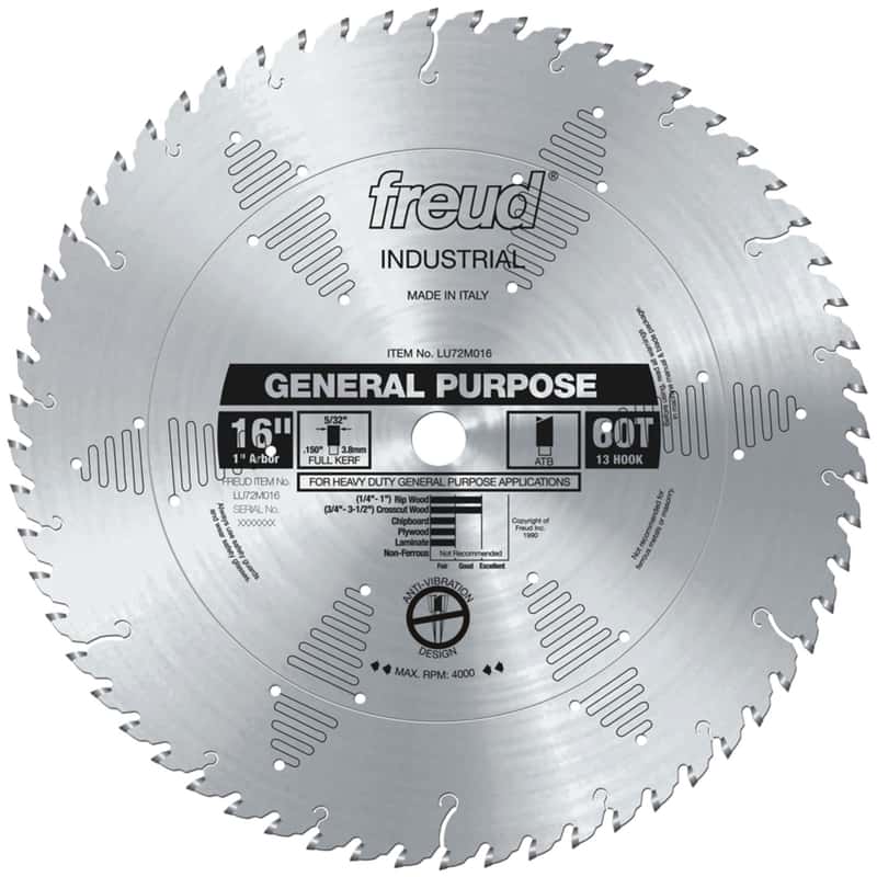 Freud 16 in. D X 1 in. General Purpose TiCo Hi-Density Carbide Circular ...