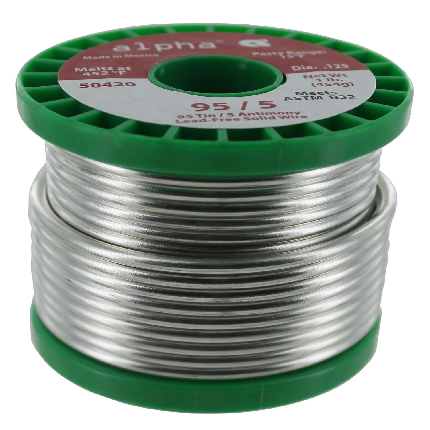 Alpha Fry 16 oz Lead-Free Solid Wire Solder 0.125 in. D Tin/Antimony 95 ...