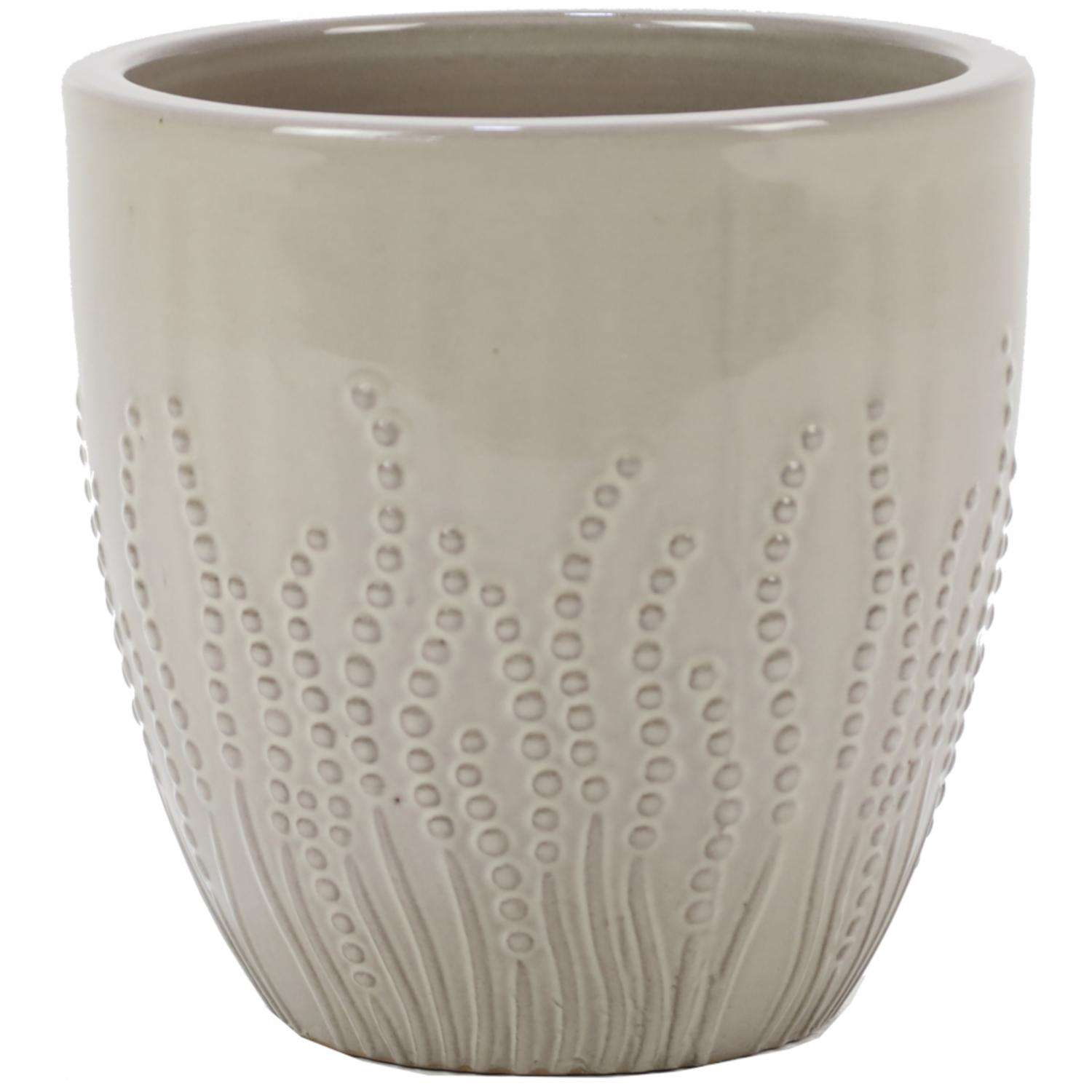 Deroma Krishna 9 in. H X 9.1 in. W X 9.1 in. D Ceramic Planter Cream ...