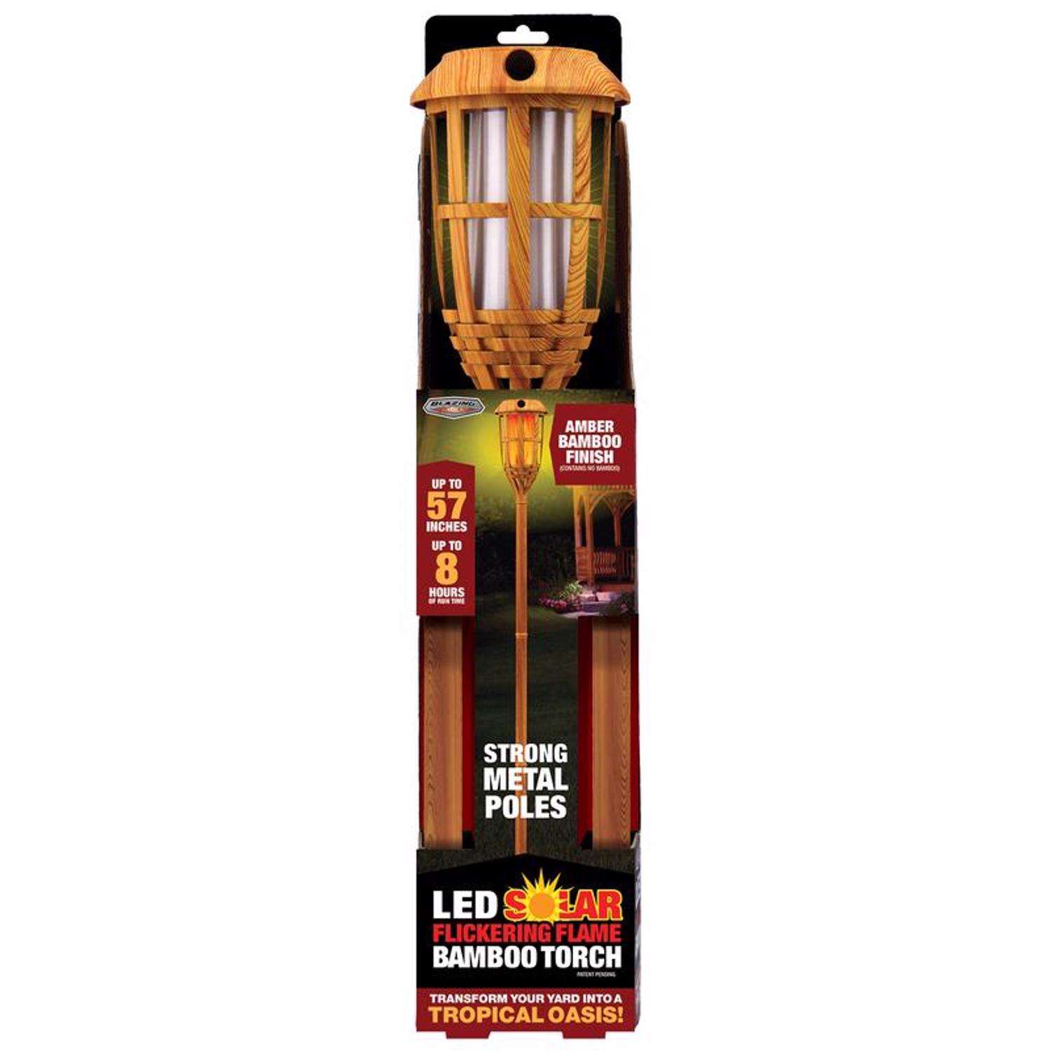 Blazing LEDz Amber Metal 57 in. Flickering Flame Bamboo Torch 1 pk ...