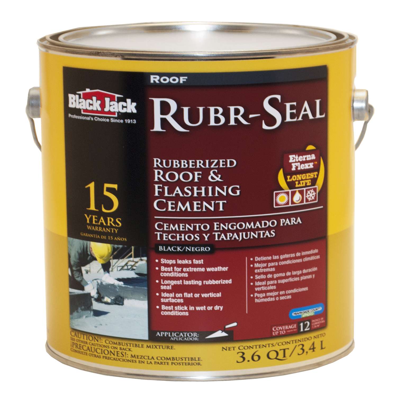 Black Jack Rubr-Seal Gloss Black Rubber Roof & Flashing Cement 3.6 qt ...
