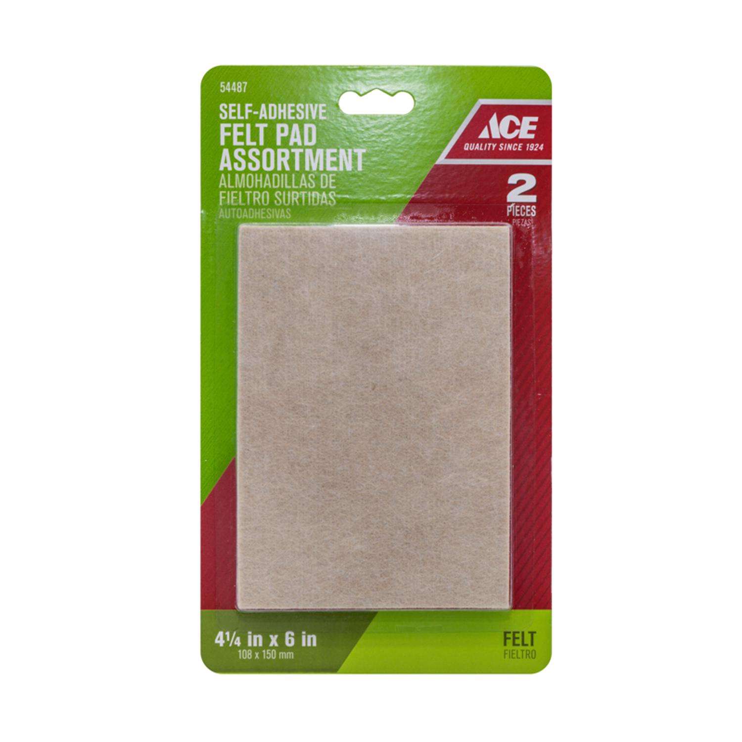Ace Felt Self Adhesive Blanket Brown Rectangle 4-1/4 in. W X 6 in. L 2 ...