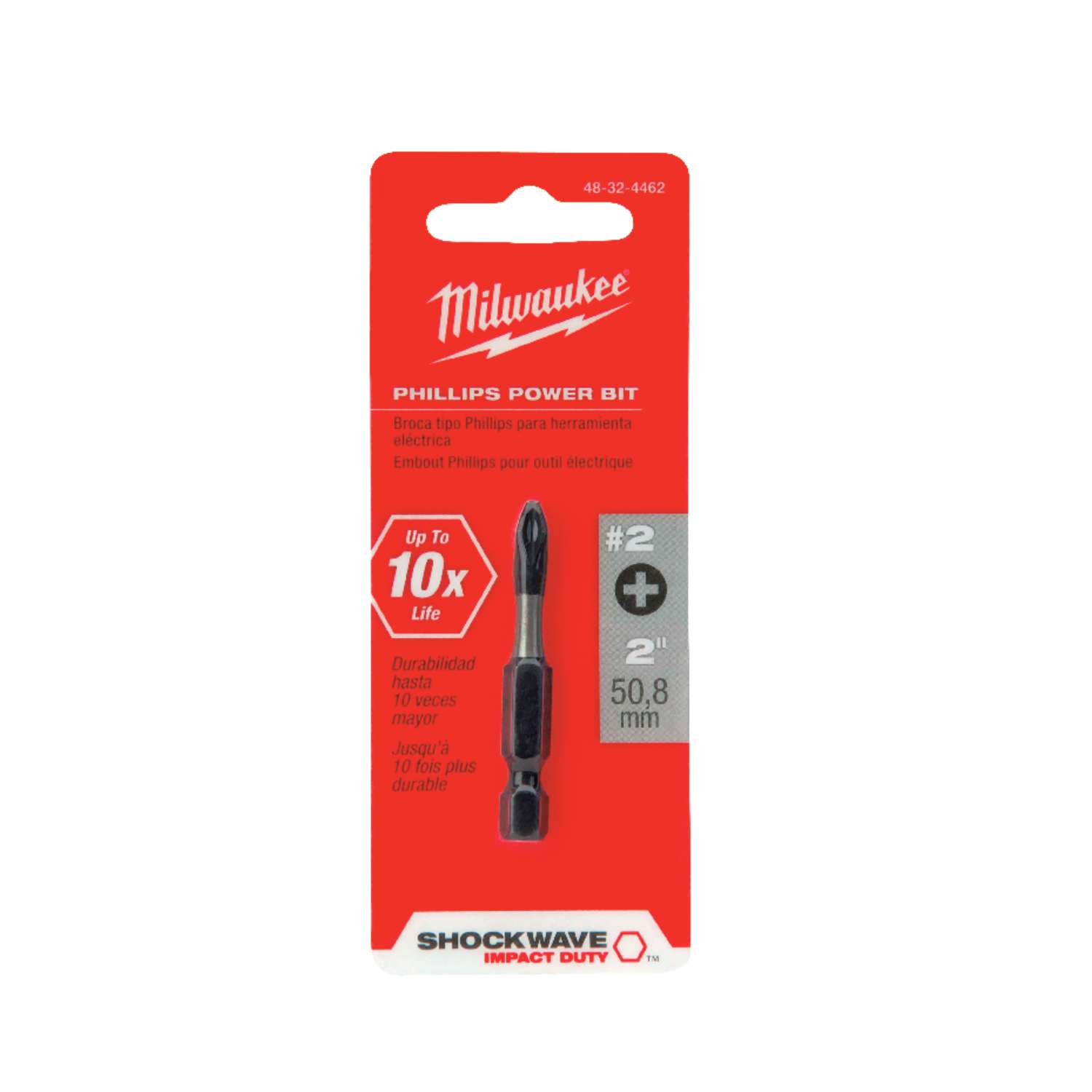 Milwaukee SHOCKWAVE Phillips 2 x 2 in. L Impact Duty Screwdriver Bit ...