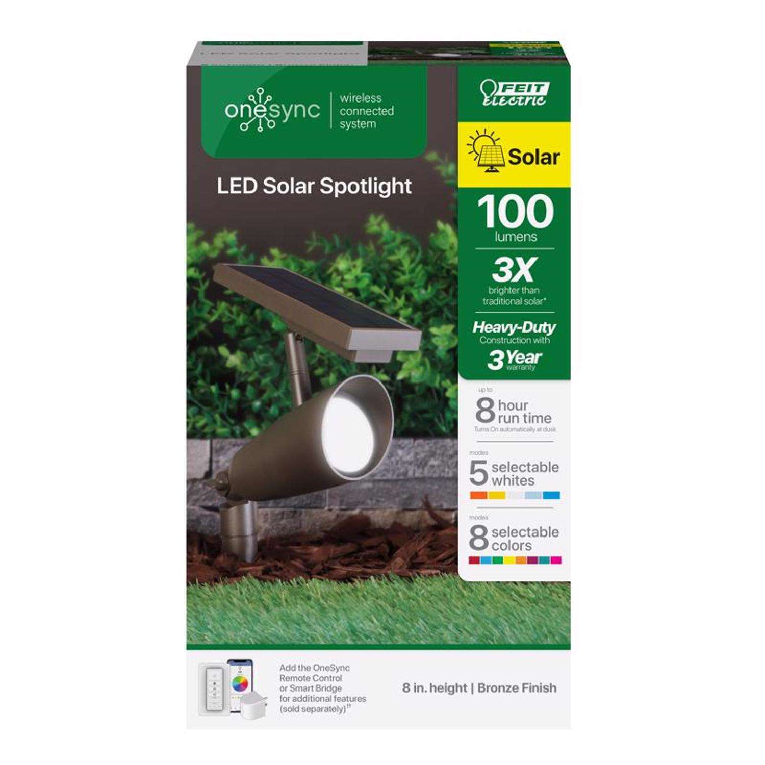 Feit Electric OneSync Bronze Solar Powered/Remote 100 W LED Spotlight 1 pk - Ace Hardware