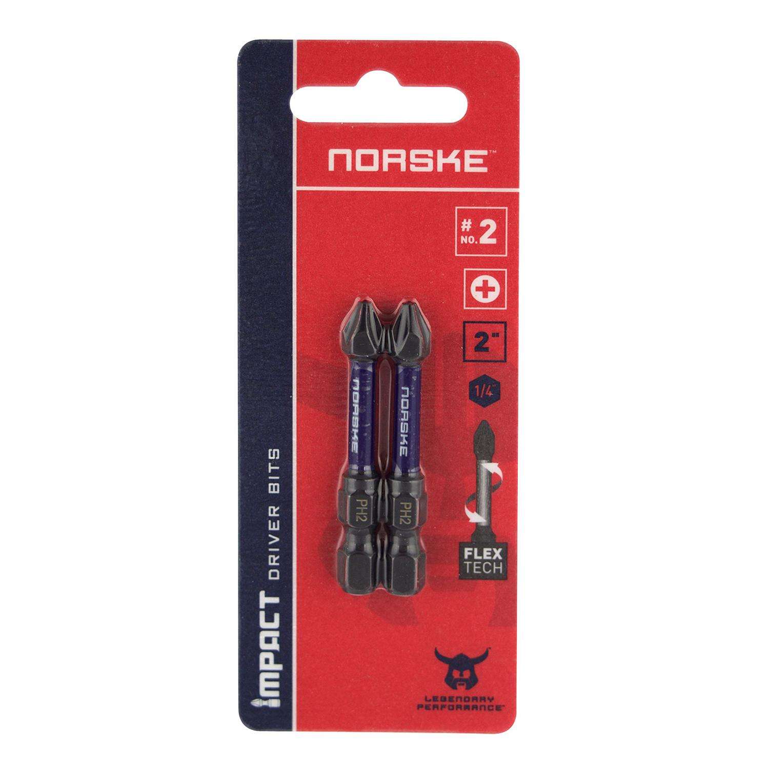 Norske Phillips PH2 X 2 in. L Impact Torsion Bit S2 Tool Steel 2 pk Mfr ...