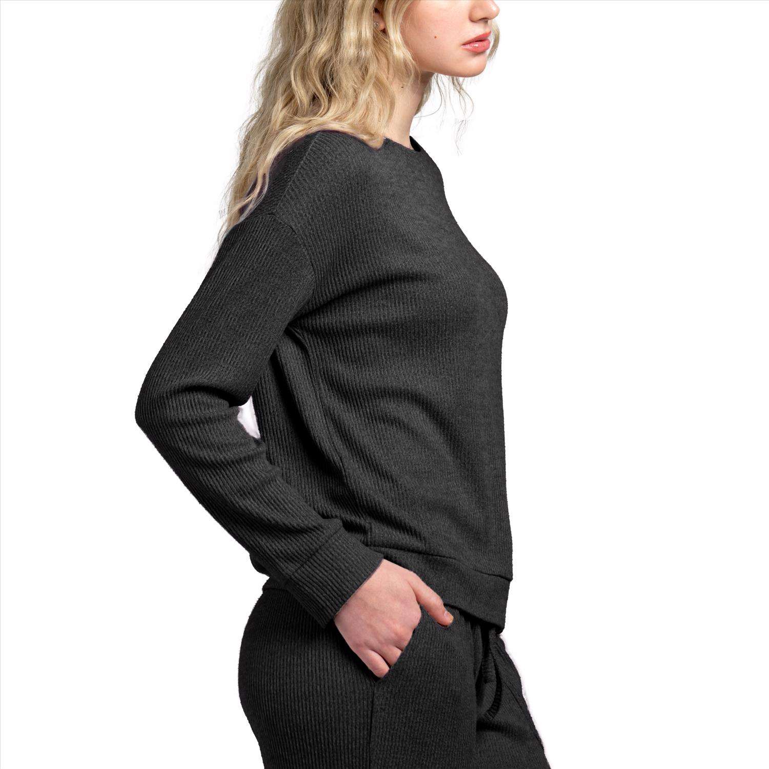 Hello Mello CuddleBlend M Long Sleeve Women's Crew Neck Black Sweater ...