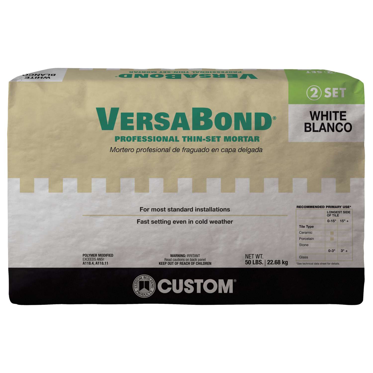 Custom Building Products VersaBond White Thin-Set Mortar 50 lb - Ace ...