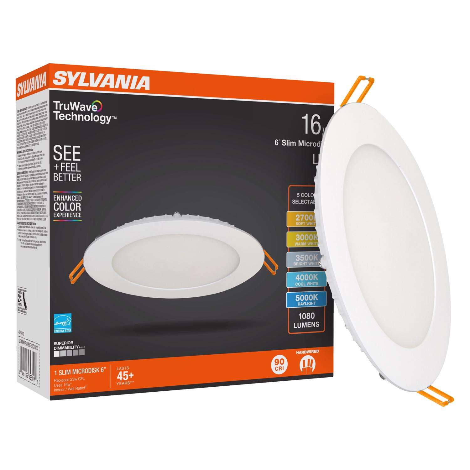 Sylvania TruWave White Disklight Retrofit Kit in. W LED Canless ...