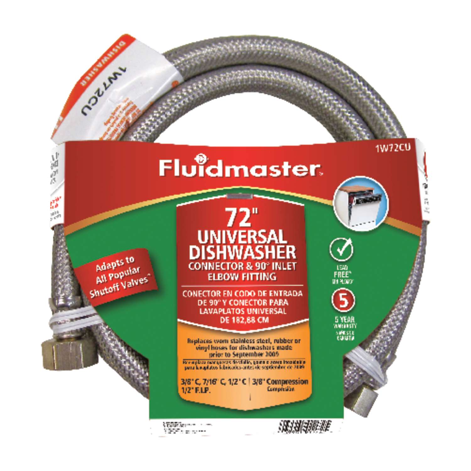 Fluidmaster 3/8 in. Compression X 1/2 in. D FIP 72 in. Stainless Steel ...
